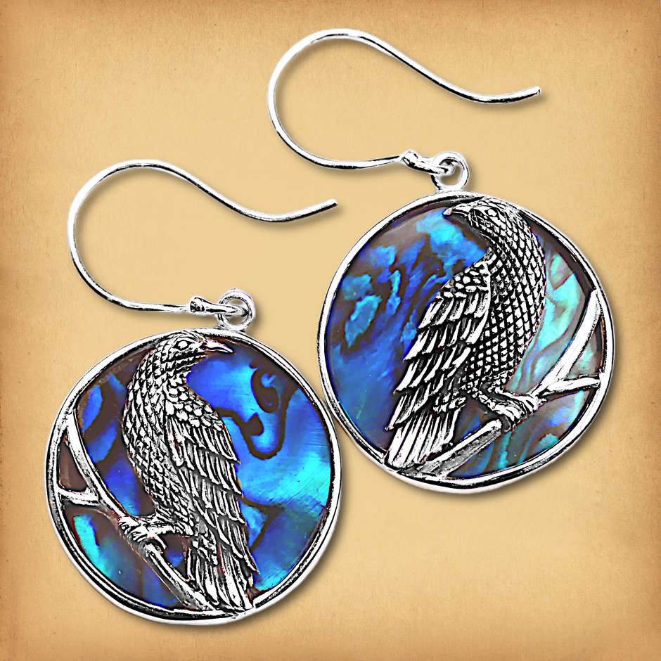 Silver Raven Pendant w/Shell – Gryphon's Moon