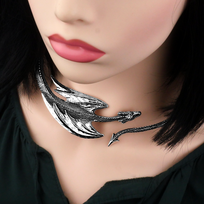 Sterling Silver Dragon Necklace – Wrap-Around Dragon Choker