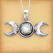Sterling Silver Triple Moon Pendant with Mother of Pearl