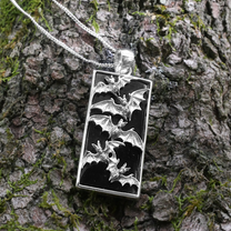 Silver Bat Flight Pendant with Lava Stone – Gryphon's Moon