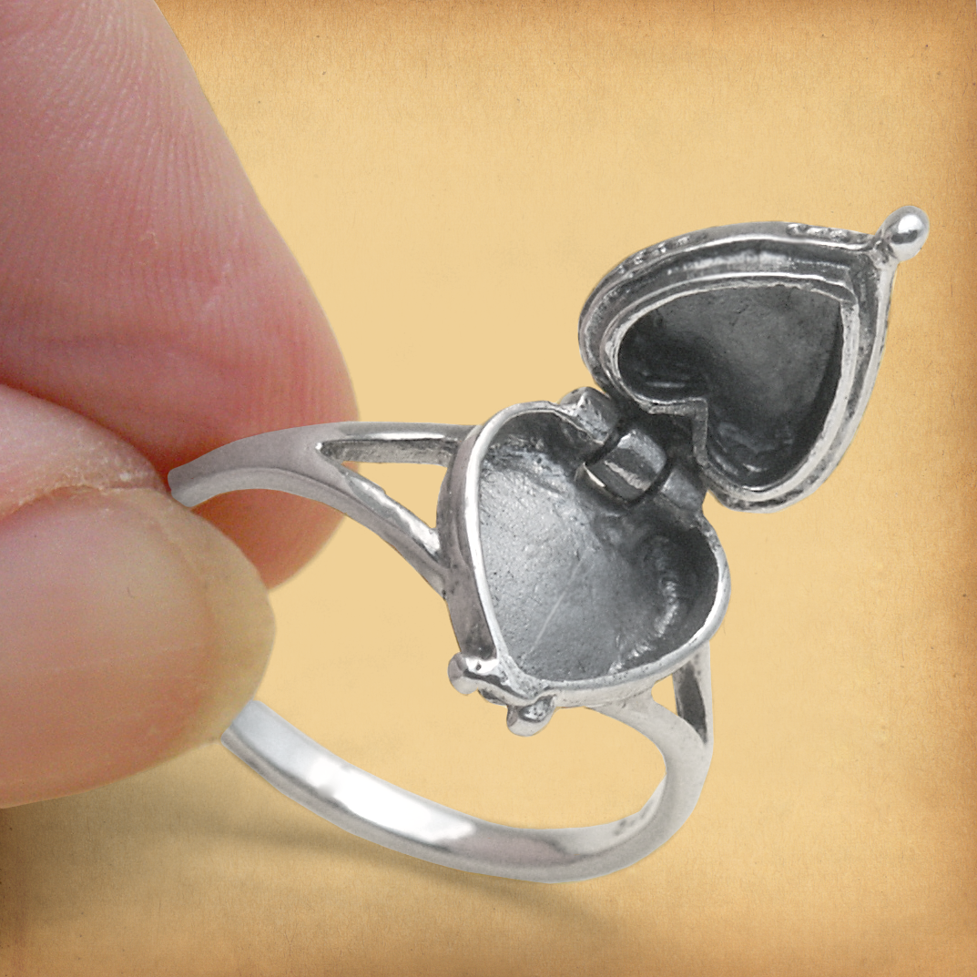 Sterling Silver Heart Poison Ring – Secret Locket Design